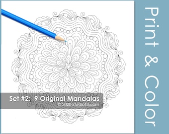 Mandala Coloring Pages // Art Therapy // Adult Coloring Pages // Set #8 ...