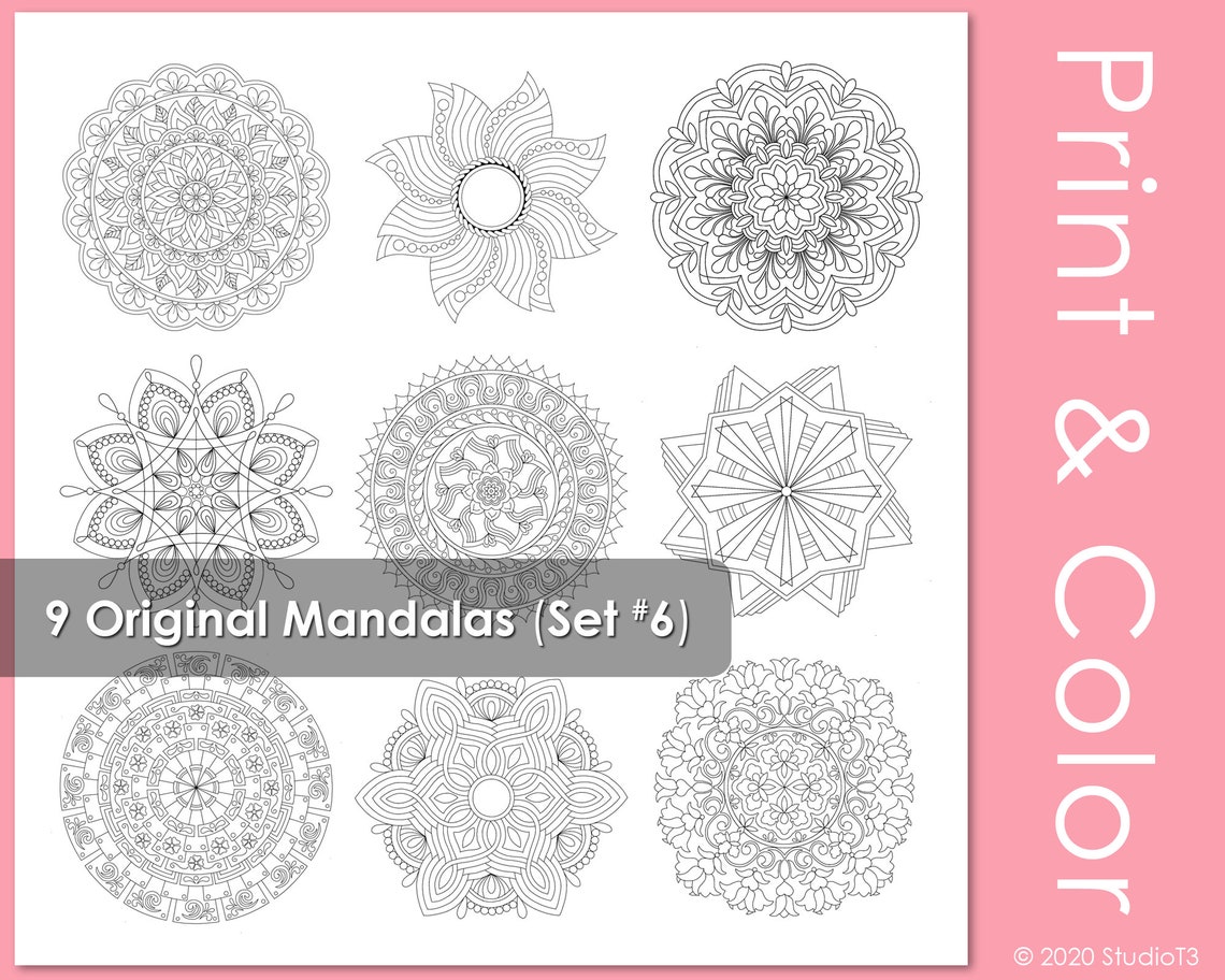 Mandala Coloring Pages // Art Therapy // Adult Coloring Pages // Set 6 ...