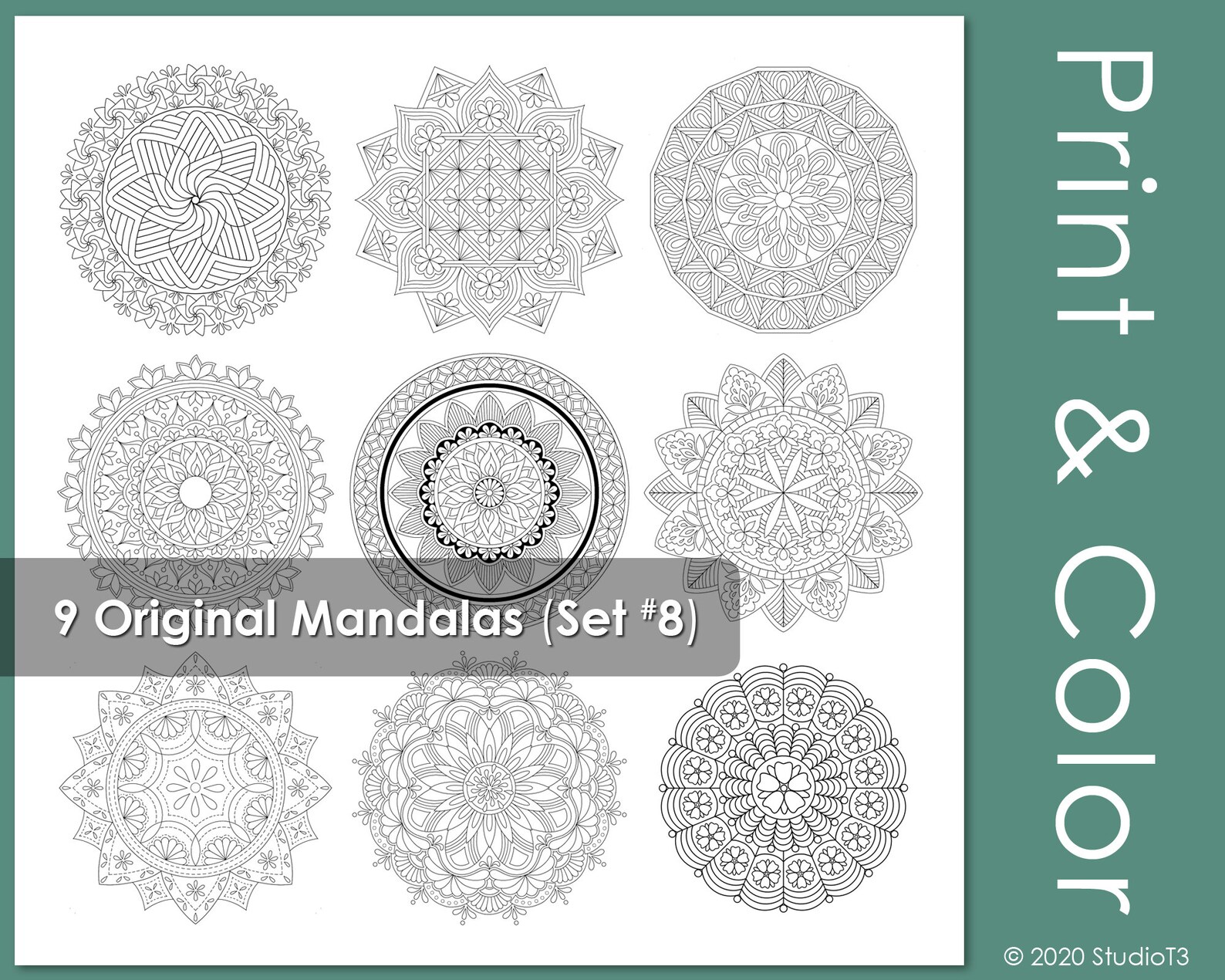 Mandala Coloring Pages // Art Therapy // Adult Coloring Pages // Set #8 ...
