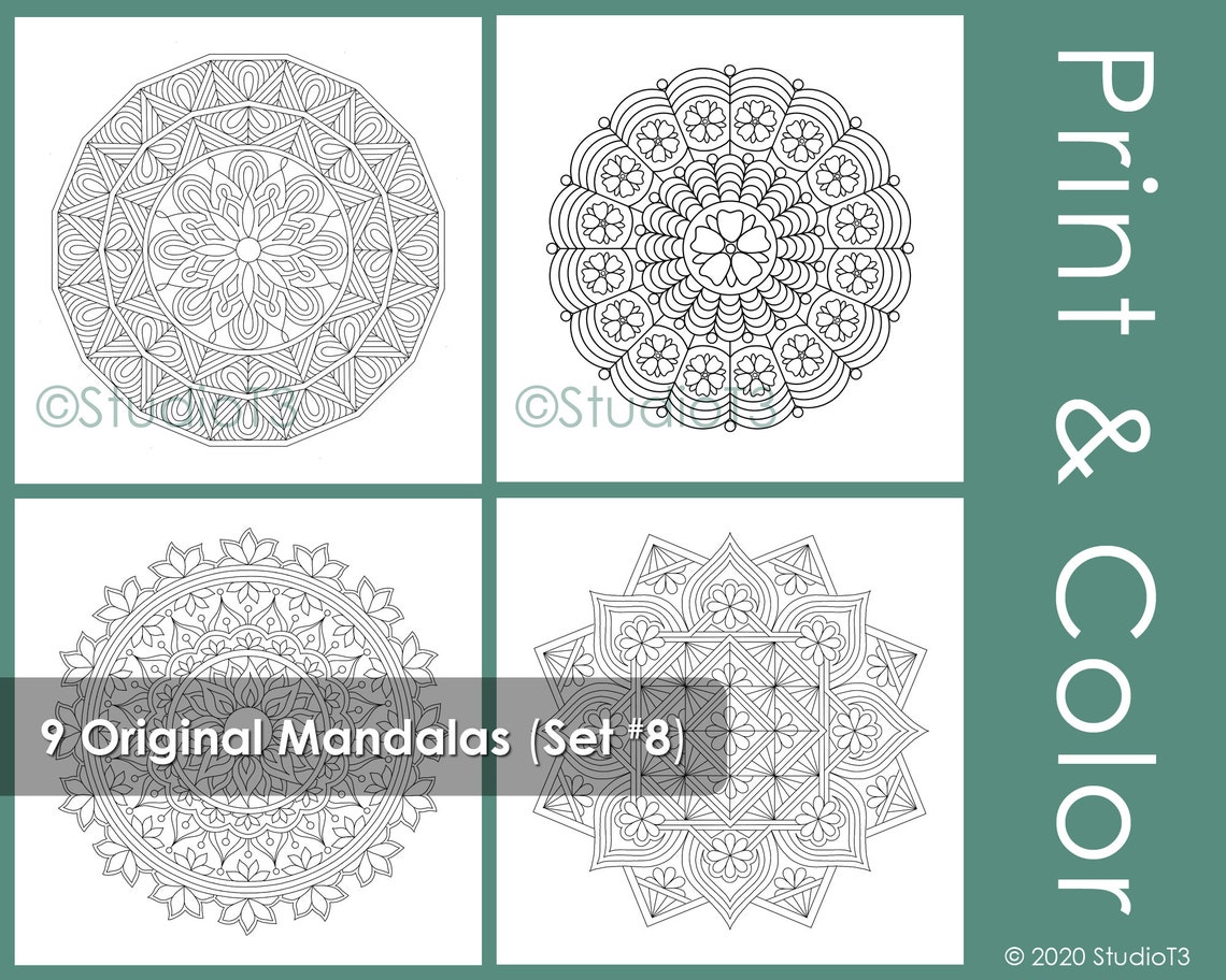 Mandala Coloring Pages // Art Therapy // Adult Coloring Pages // Set #8 ...
