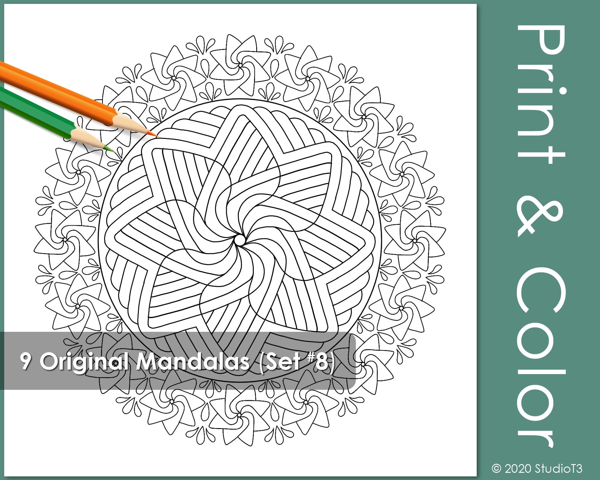 Mandala Coloring Pages // Art Therapy // Adult Coloring Pages // Set #8 ...