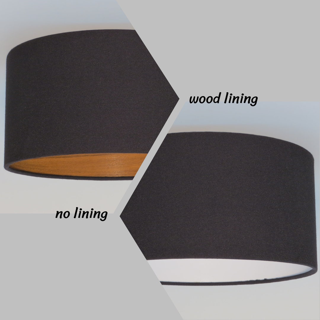 Black Handmade Lampshade, Wood Lining, No Lining, Pendant Lamp, Hanging ...