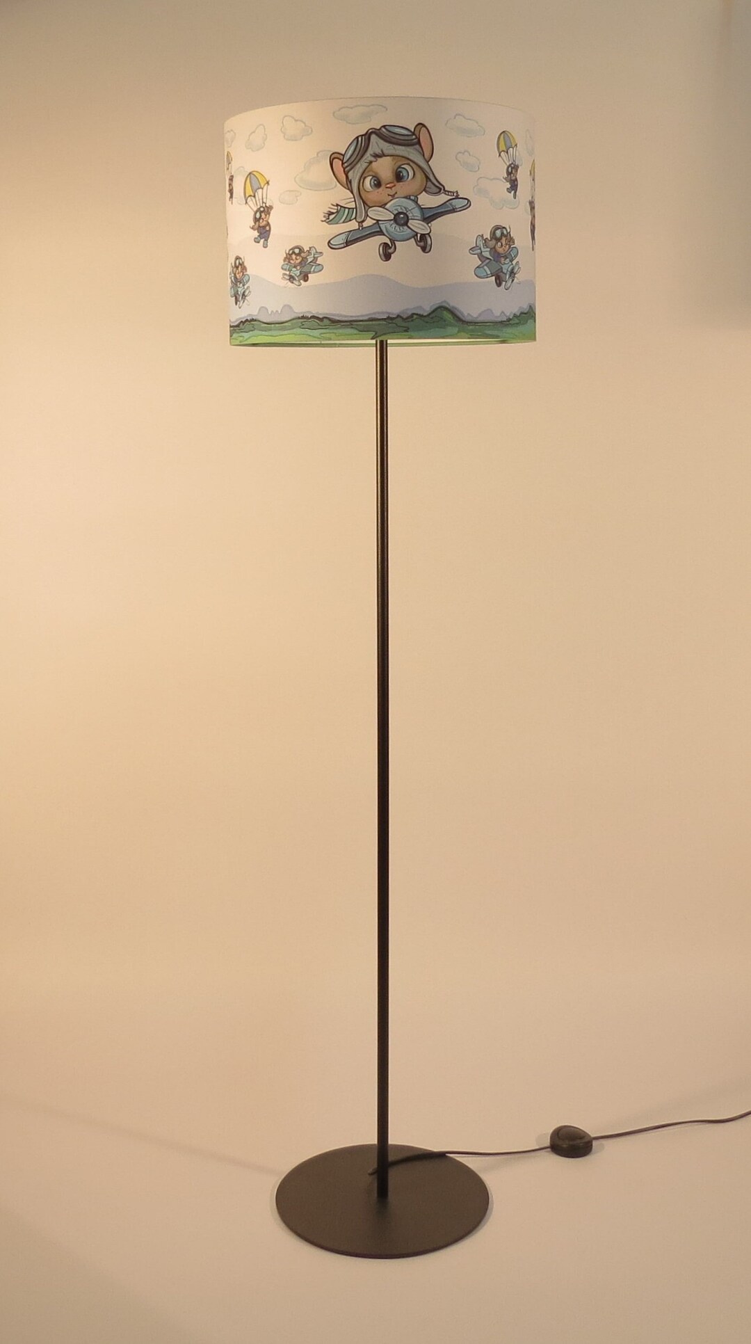Handmade Kids Floor Lamp Cute Little Pilot, Airplane, Sky, Children's ...
