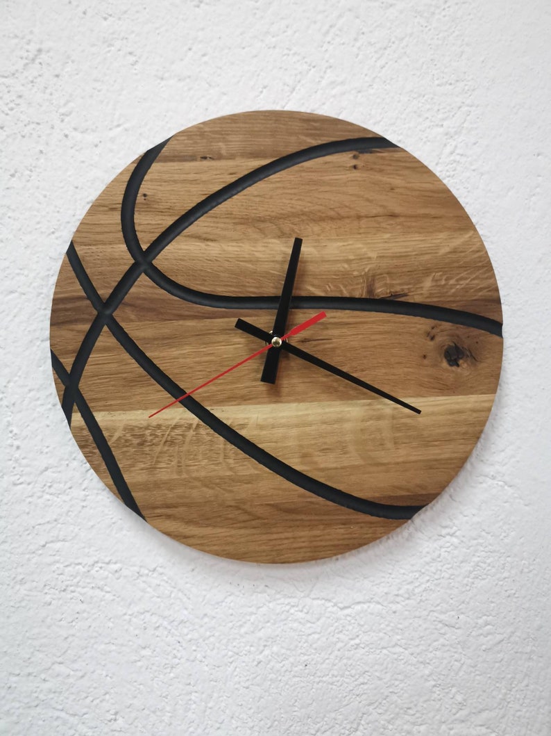 11 Basketball Handmade wooden wall clock oak wood | Etsy