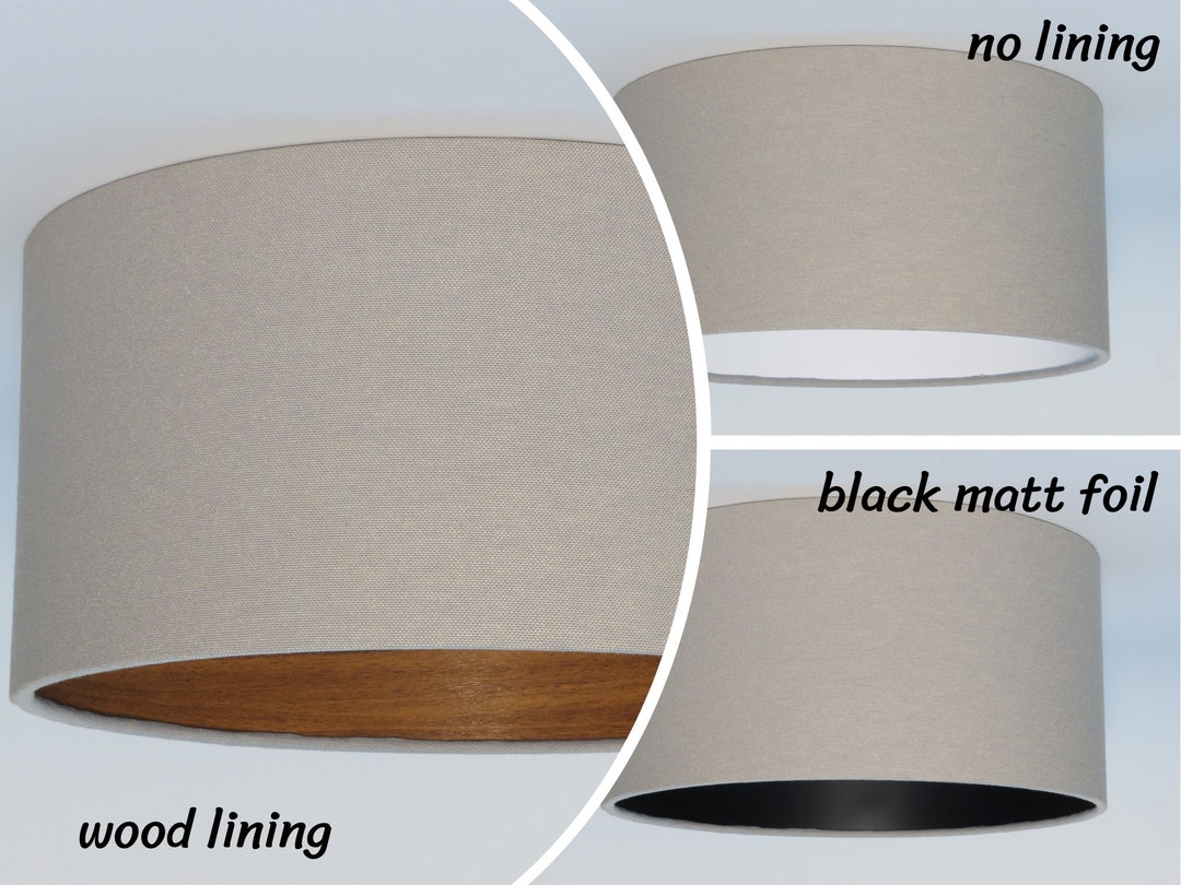 Handmade Gray Lamp Shade, Wood Lining, Black Lining, Pendant Lamp ...