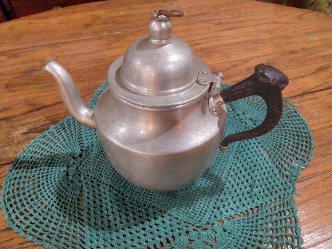 Aluminum Teapot With Tea Strainer and Antler/wooden Handle Rare ...