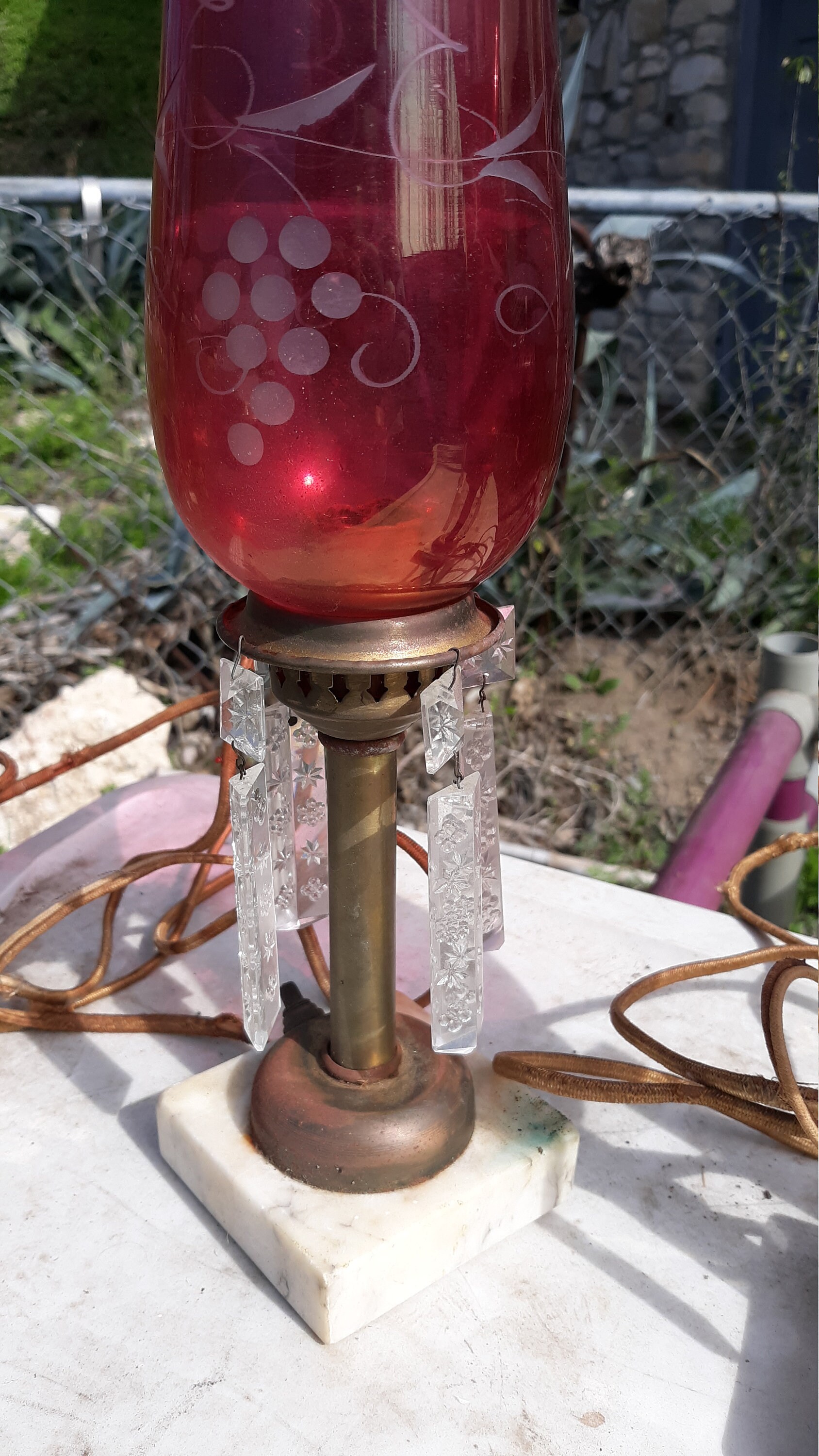 Ruby Red Glass Lamps Vintage Antique - Etsy