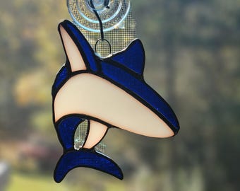 Mermaid Shark Suncatcher Stained Glass Nixie Decor Blue Water Nymph ...