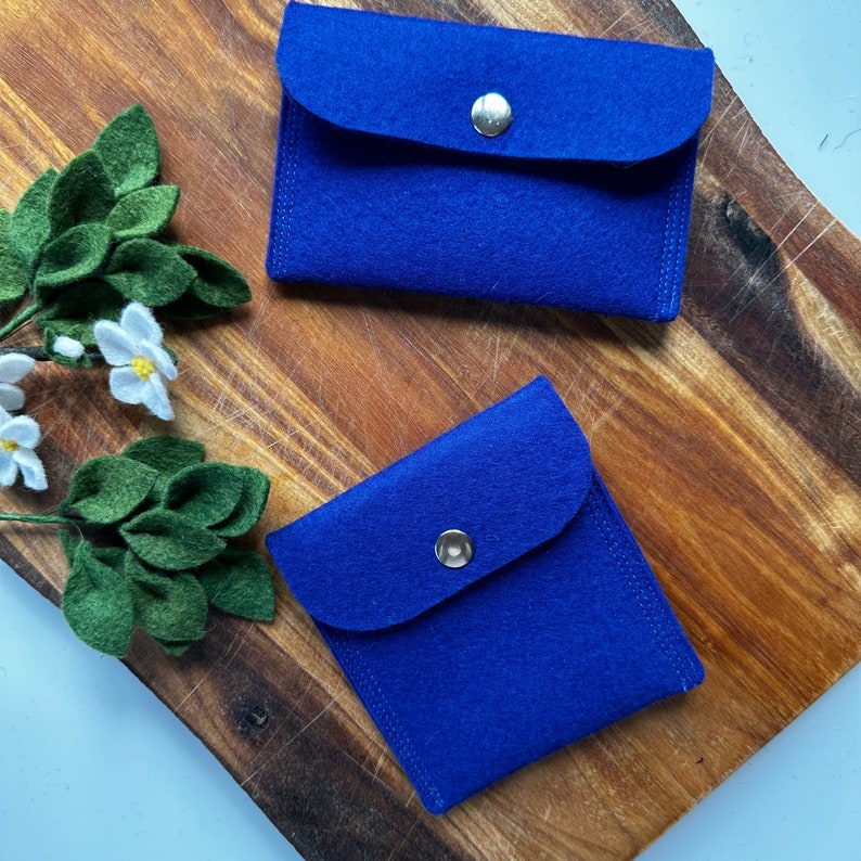 Merino Wool Felt Business Card Holder, Card Wallet, Blue Jewellery ...