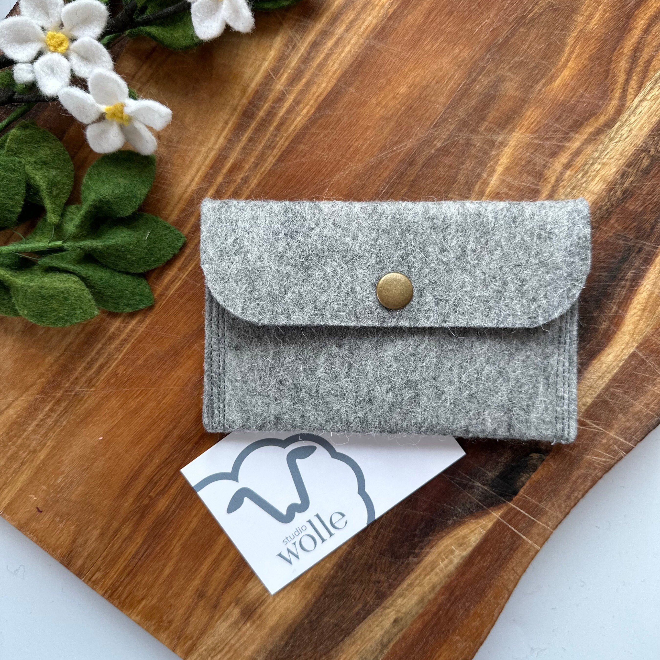 Merino Wool Felt Business Card Pouch, Card Wallet, Notion Pouch ...
