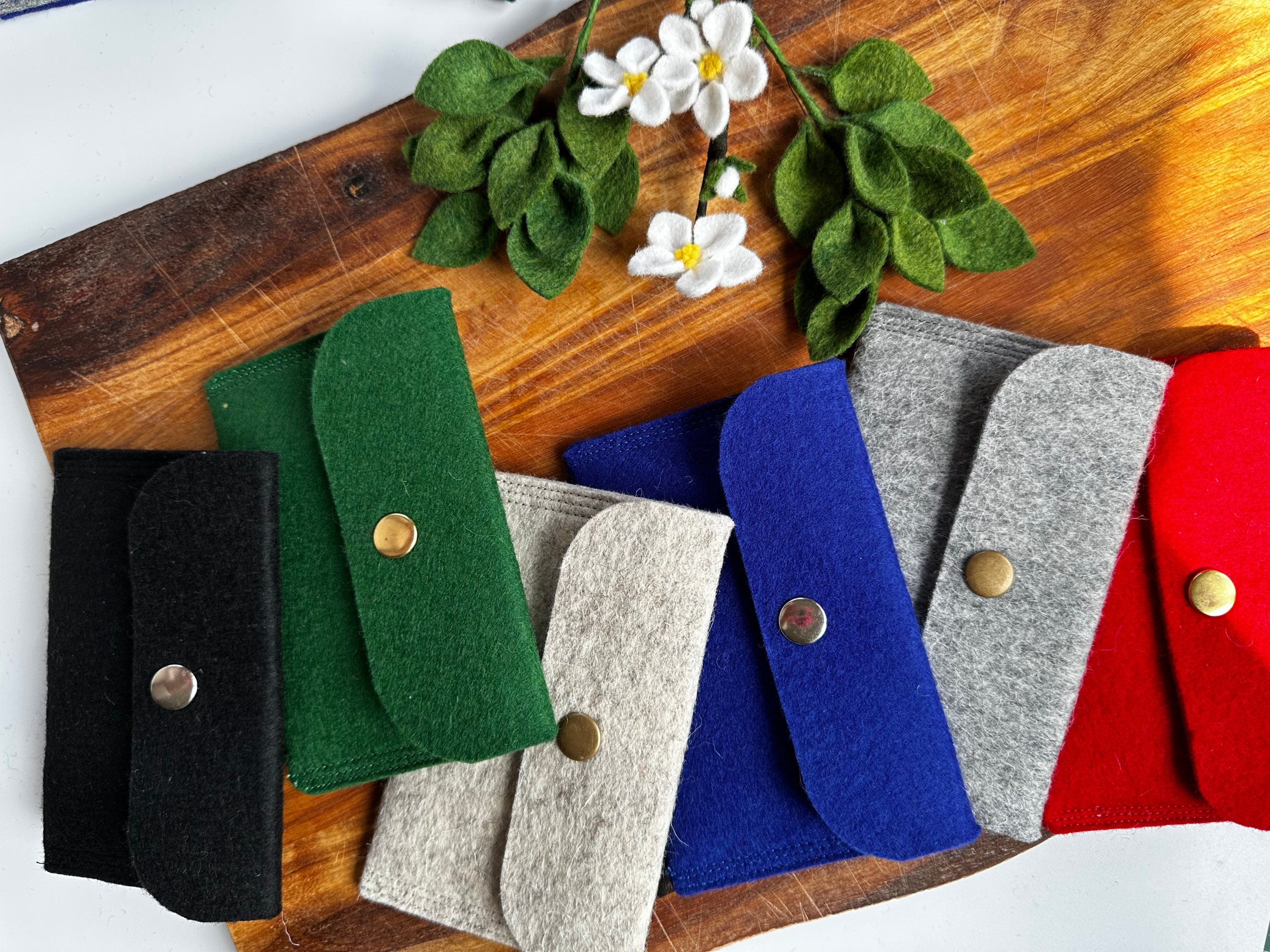 Merino Wool Felt Business Card Pouch, Card Wallet, Notion Pouch ...
