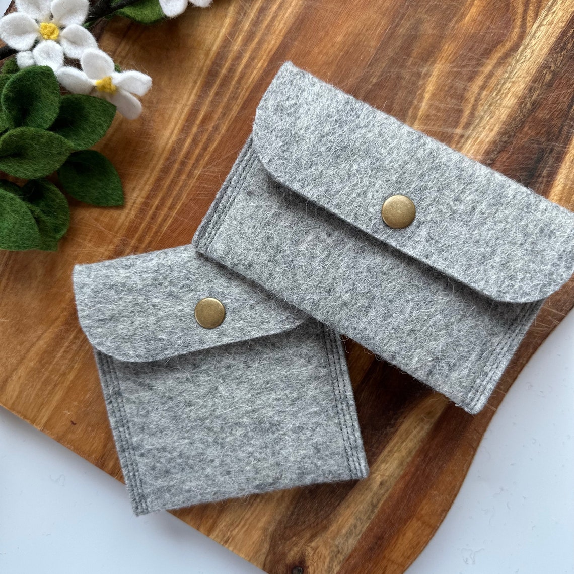 Merino Wool Felt Business Card Pouch, Card Wallet, Notion Pouch ...