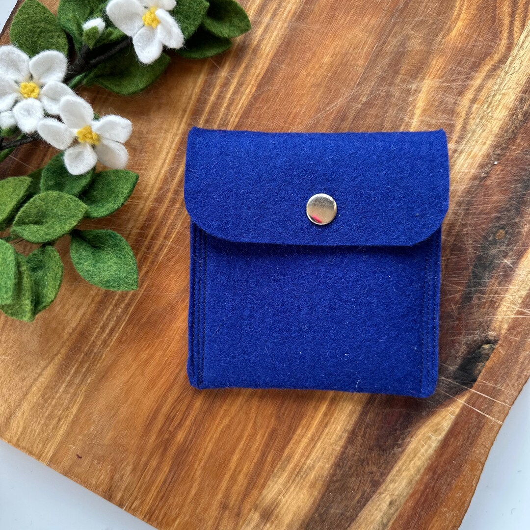 Merino Wool Felt Business Card Holder, Card Wallet, Blue Jewellery ...