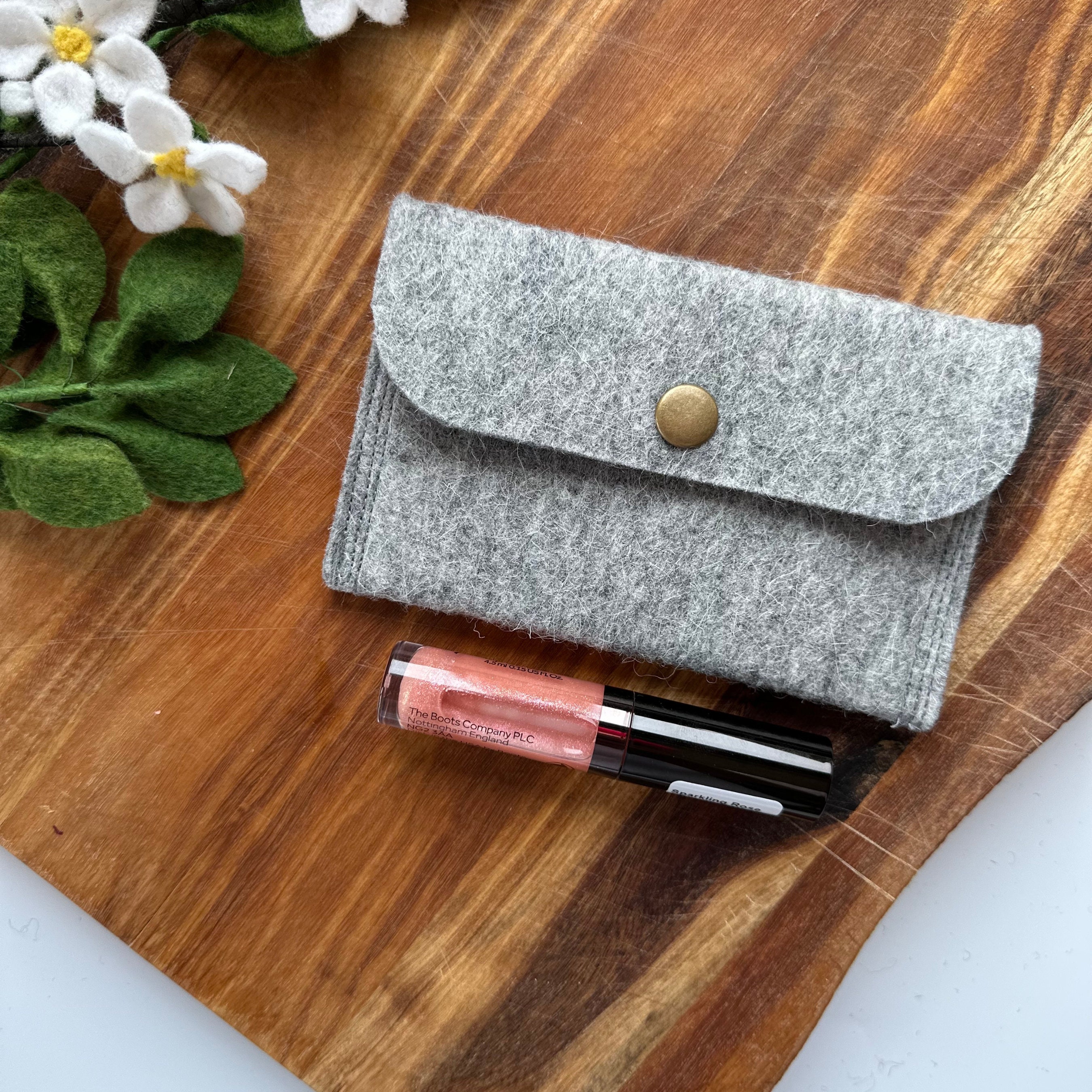 Merino Wool Felt Business Card Pouch, Card Wallet, Notion Pouch ...