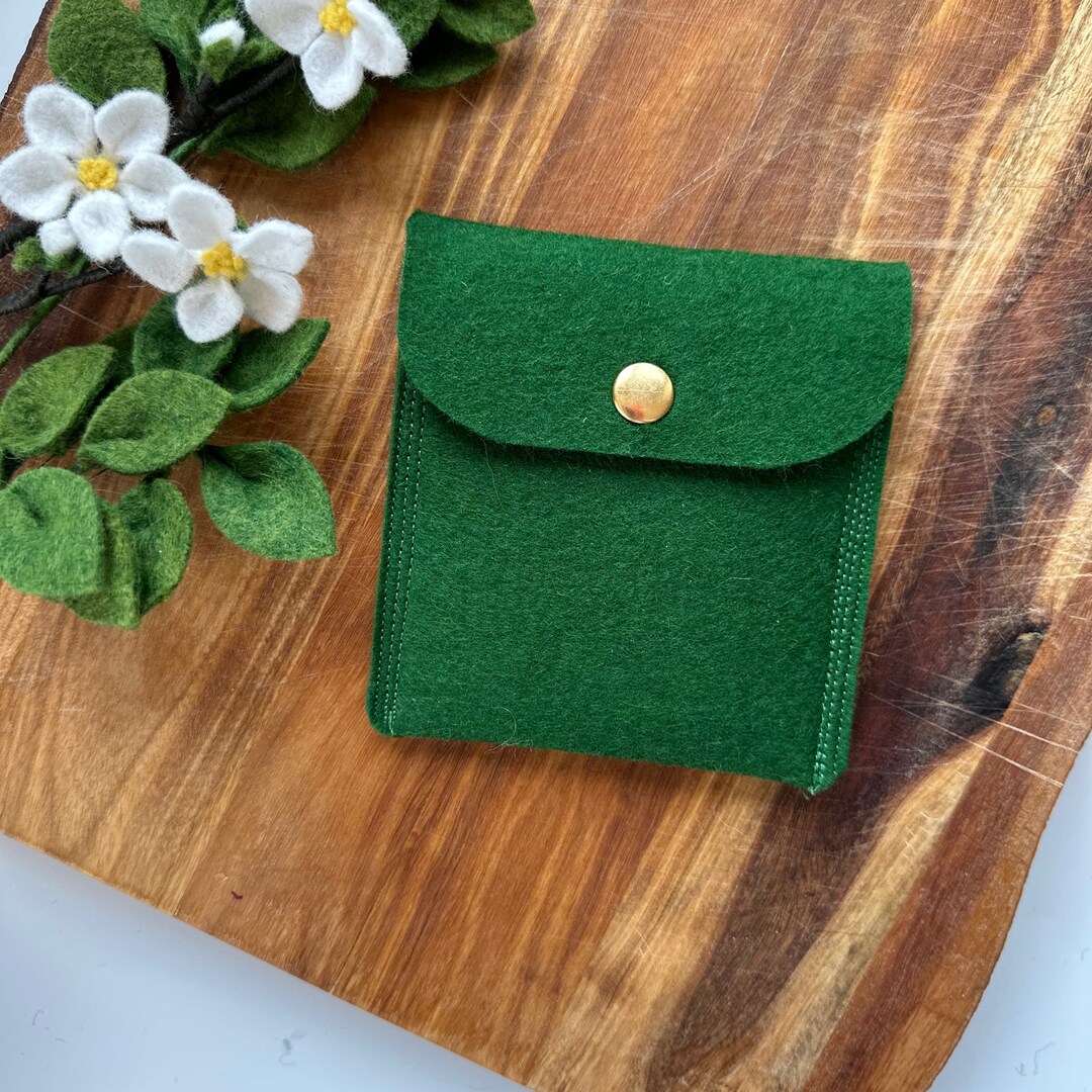 Merino Wool Felt Business Card Holder, Felt Card Wallet, Green ...