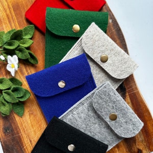 Merino Wool Felt Business Card Holder, Card Wallet, Blue Jewellery ...