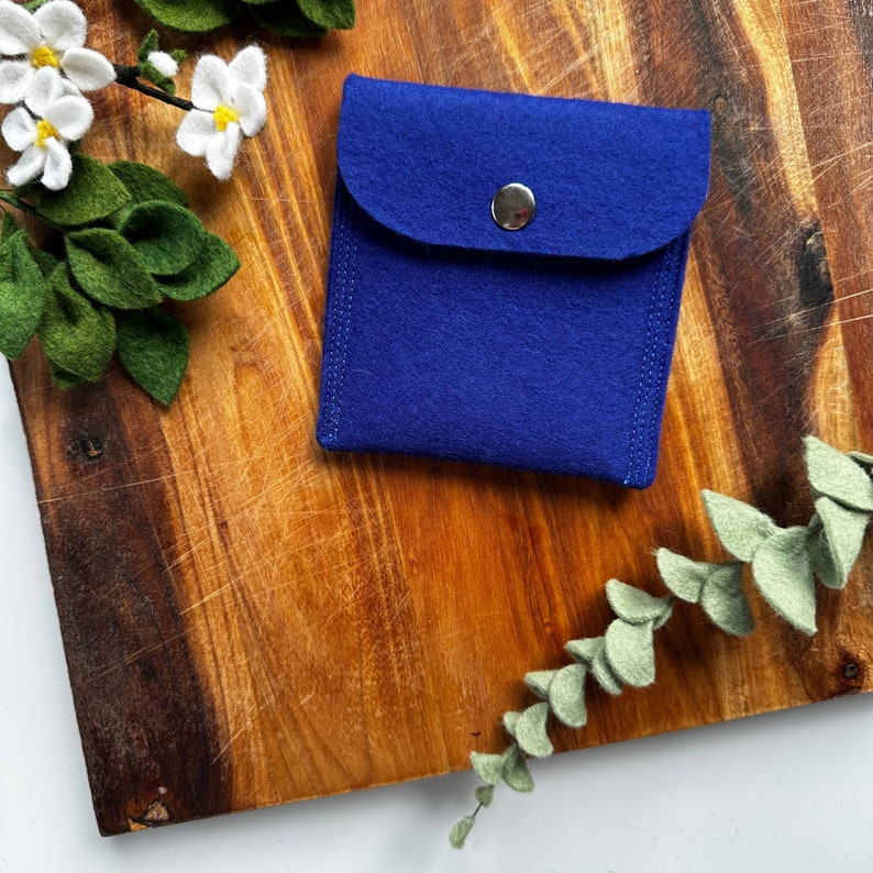 Merino Wool Felt Business Card Holder, Card Wallet, Blue Jewellery ...