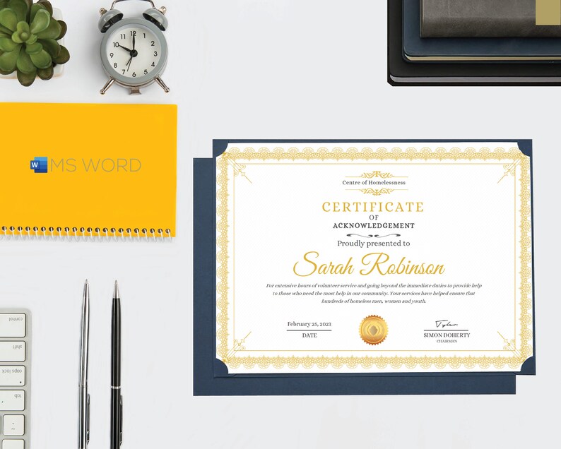 Plantilla de certificado / Editable en Microsoft Word / Certificado de ...