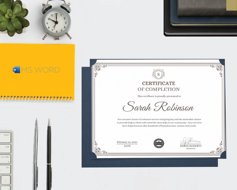 Certificate Template | Editable in Microsoft Word | Certificate of ...