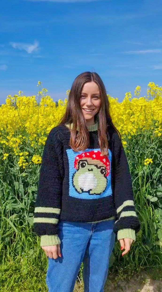The FROG SWEATER Crochet Pattern Pdf | Cute Comfy Sweater With Puff ...
