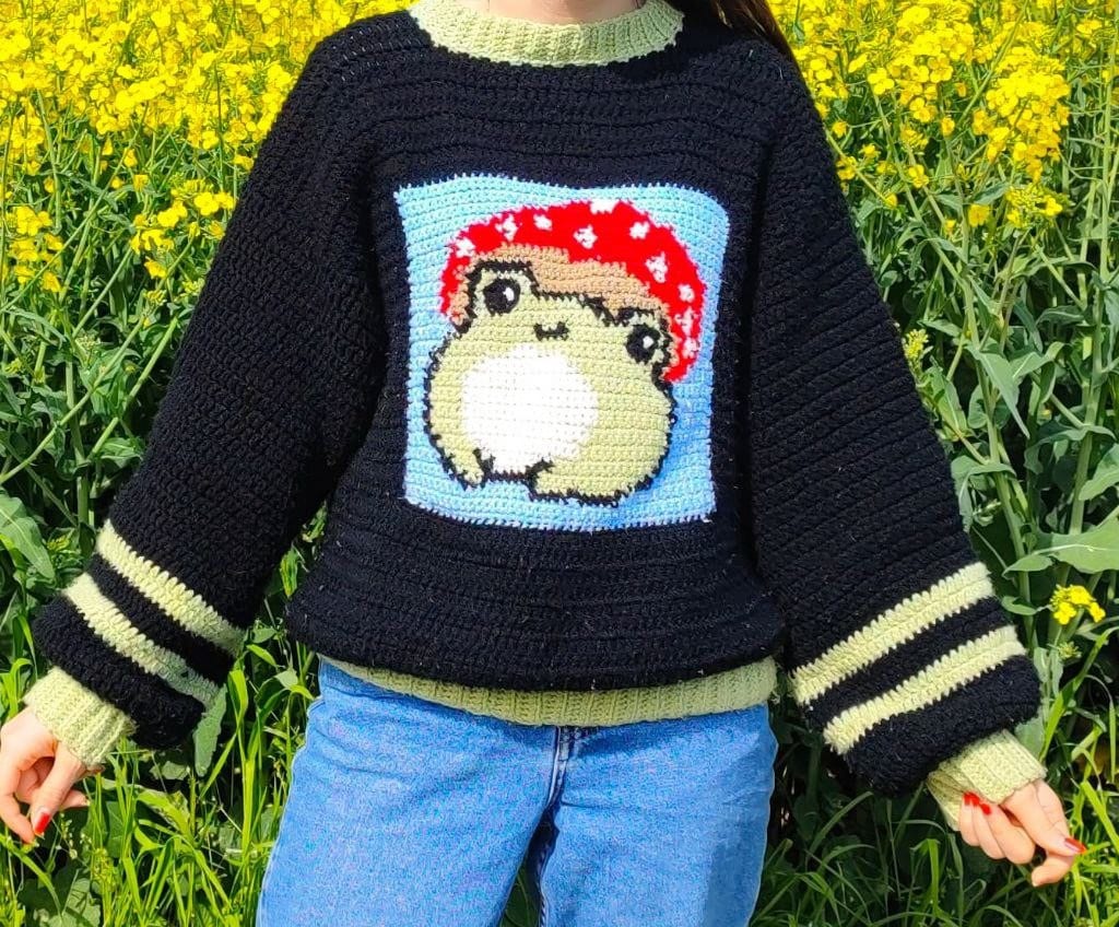 The FROG SWEATER Crochet Pattern Pdf | Cute Comfy Sweater With Puff ...