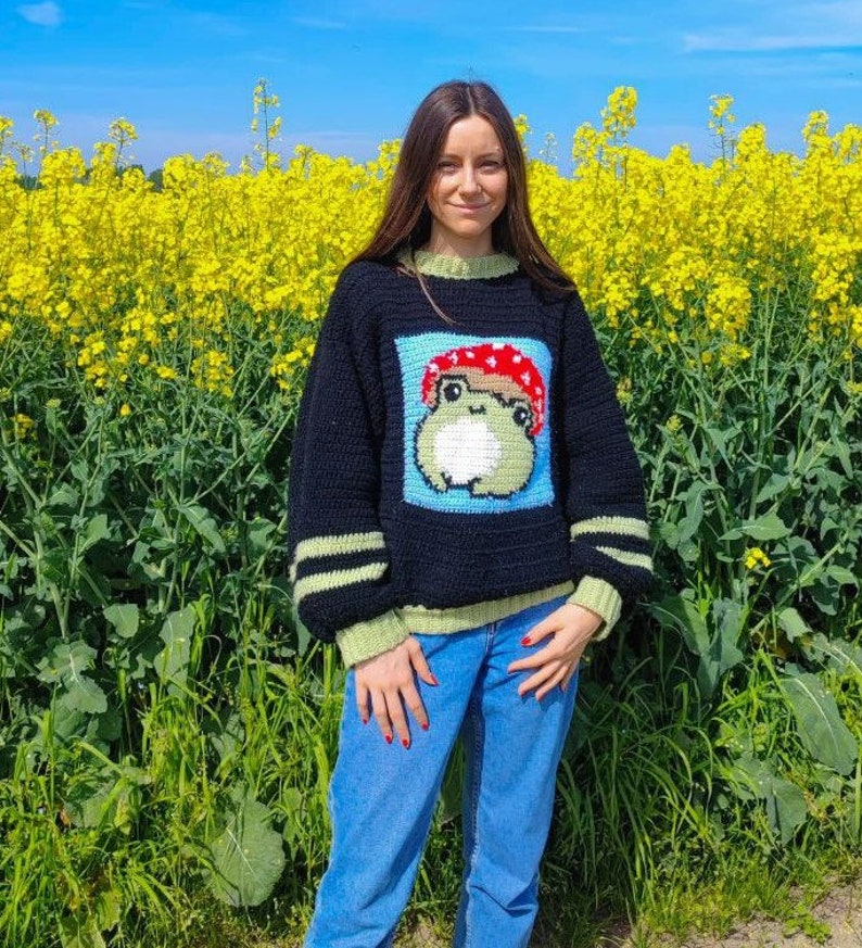 The FROG SWEATER Crochet Pattern Pdf | Cute Comfy Sweater With Puff ...