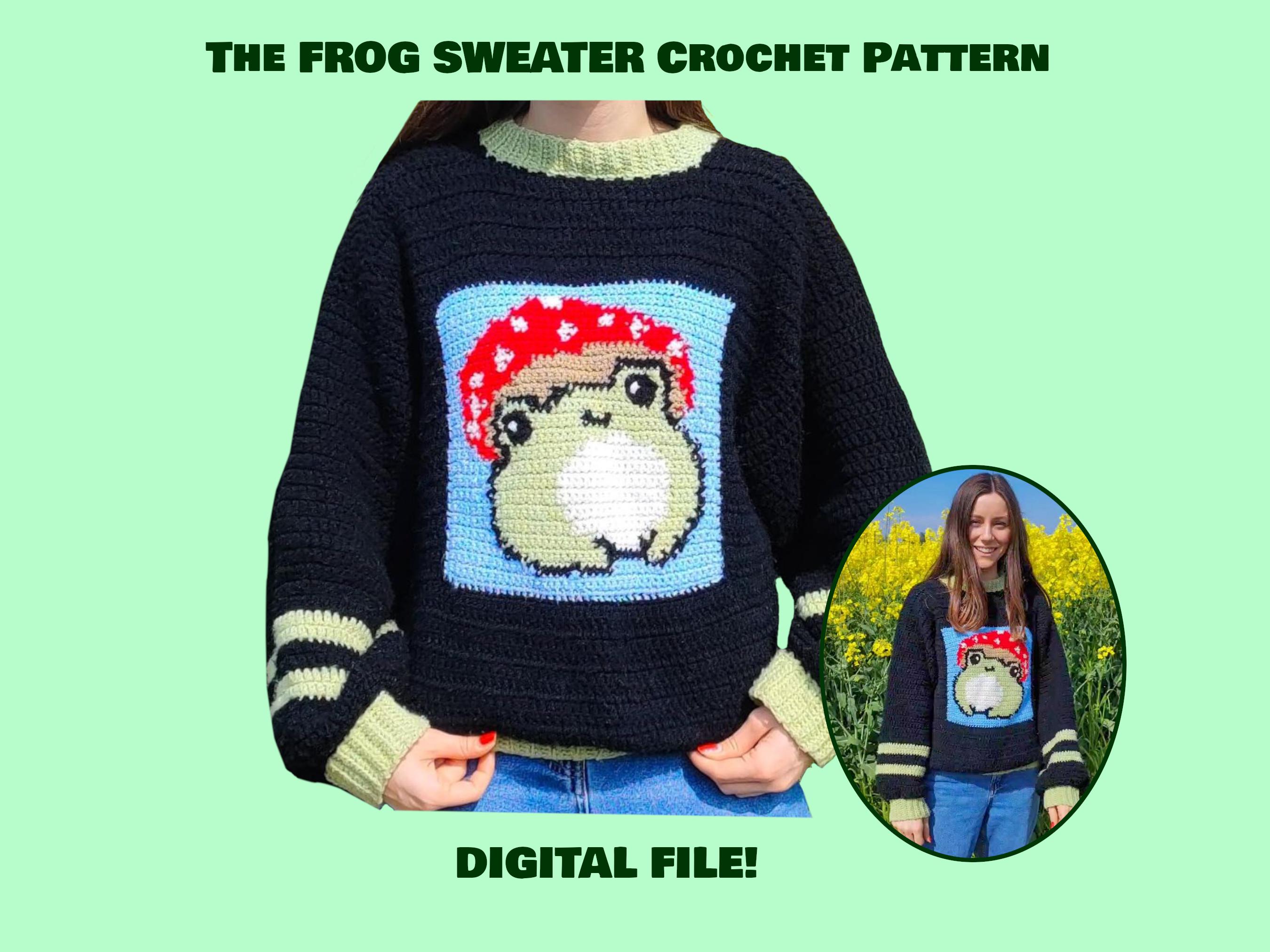 The FROG SWEATER Crochet Pattern Pdf | Cute Comfy Sweater With Puff ...