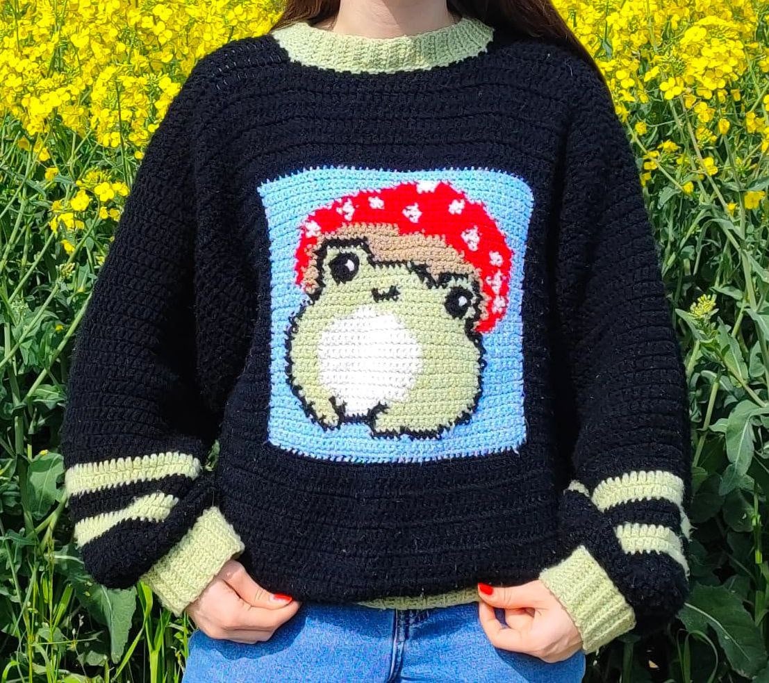 The FROG SWEATER Crochet Pattern Pdf | Cute Comfy Sweater With Puff ...
