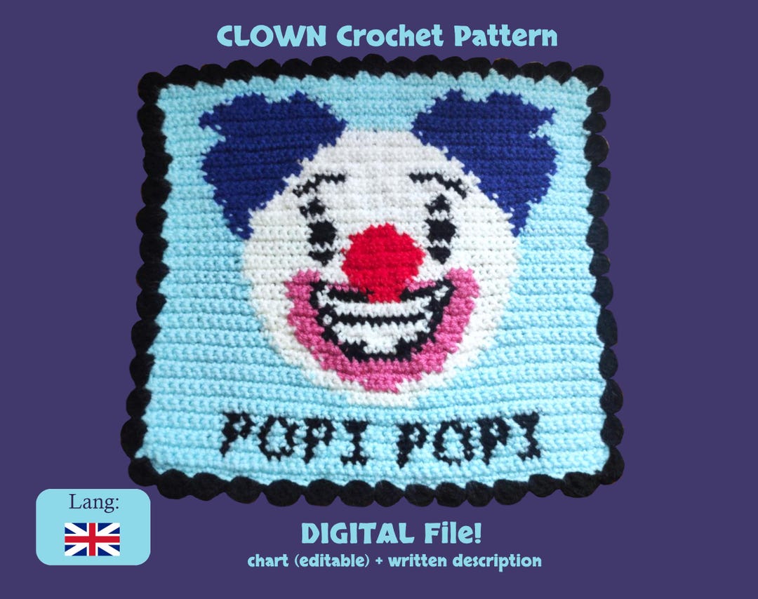 CLOWN Tapestry Crochet Pattern | Clown Emoji Pixel Art - Etsy