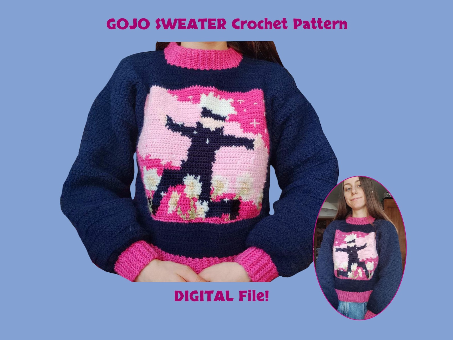 GOJO SWEATER Crochet Pattern | Jujutsu Kaisen Gojo Satoru Running ...