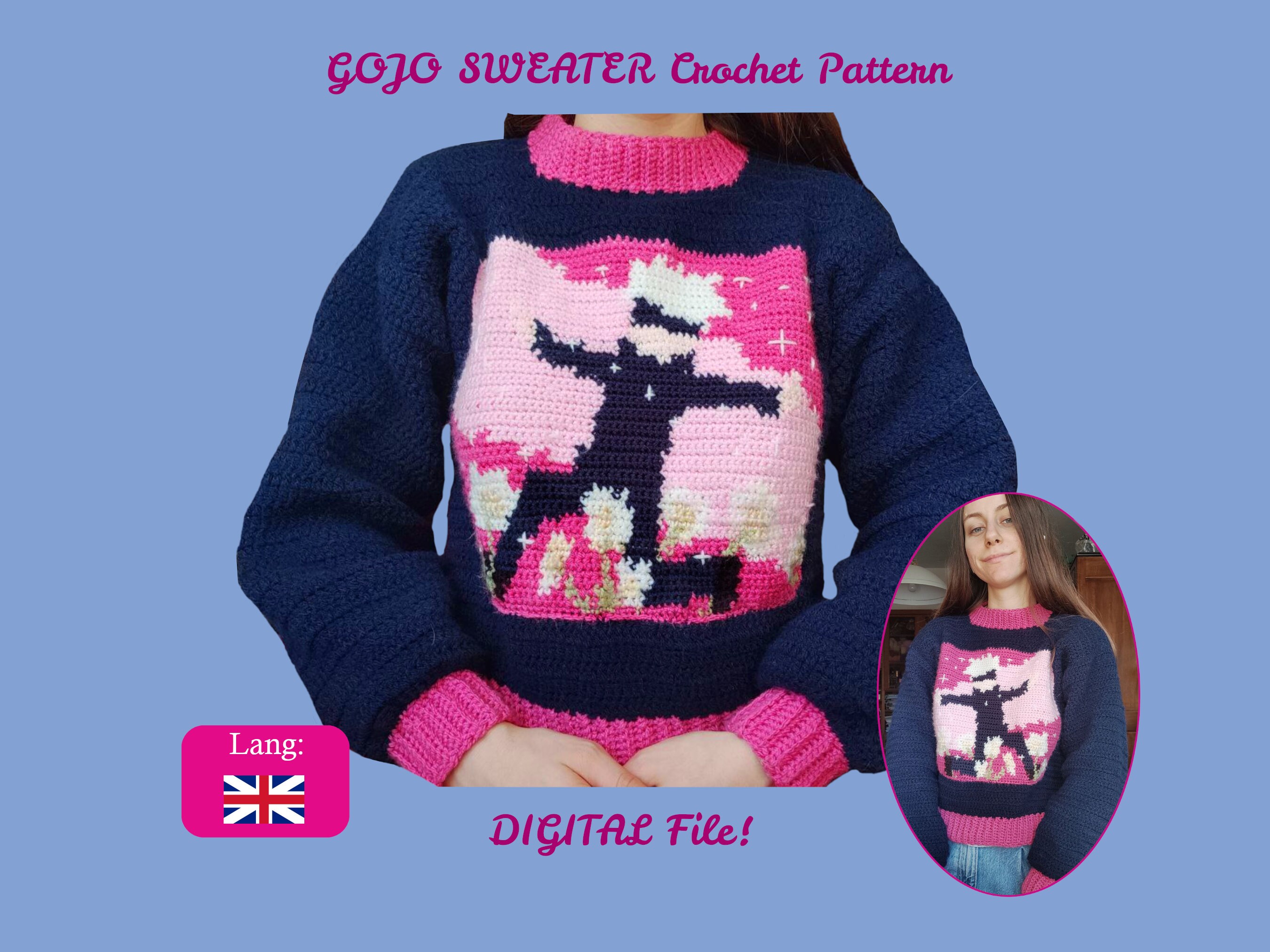 GOJO SWEATER Crochet Pattern Jujutsu Kaisen Gojo Satoru Running Through ...