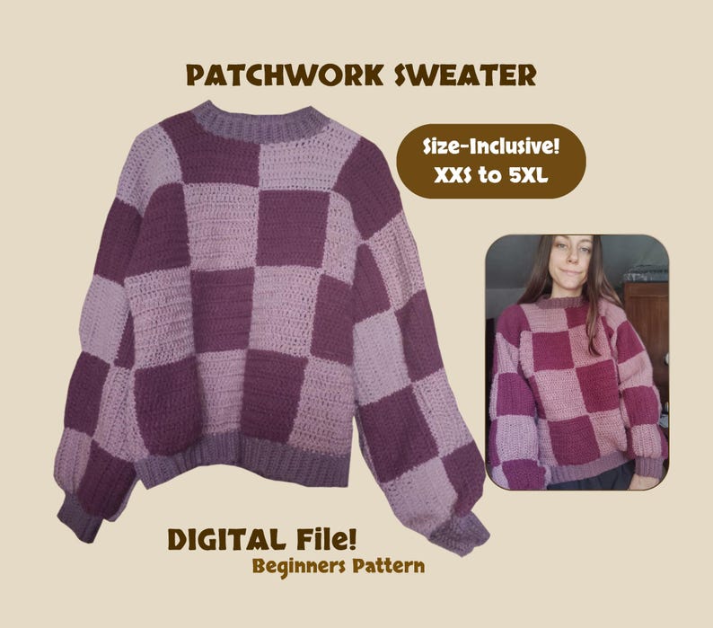 Patchwork Sweater Crochet Pattern | Beginners Friendly - Etsy