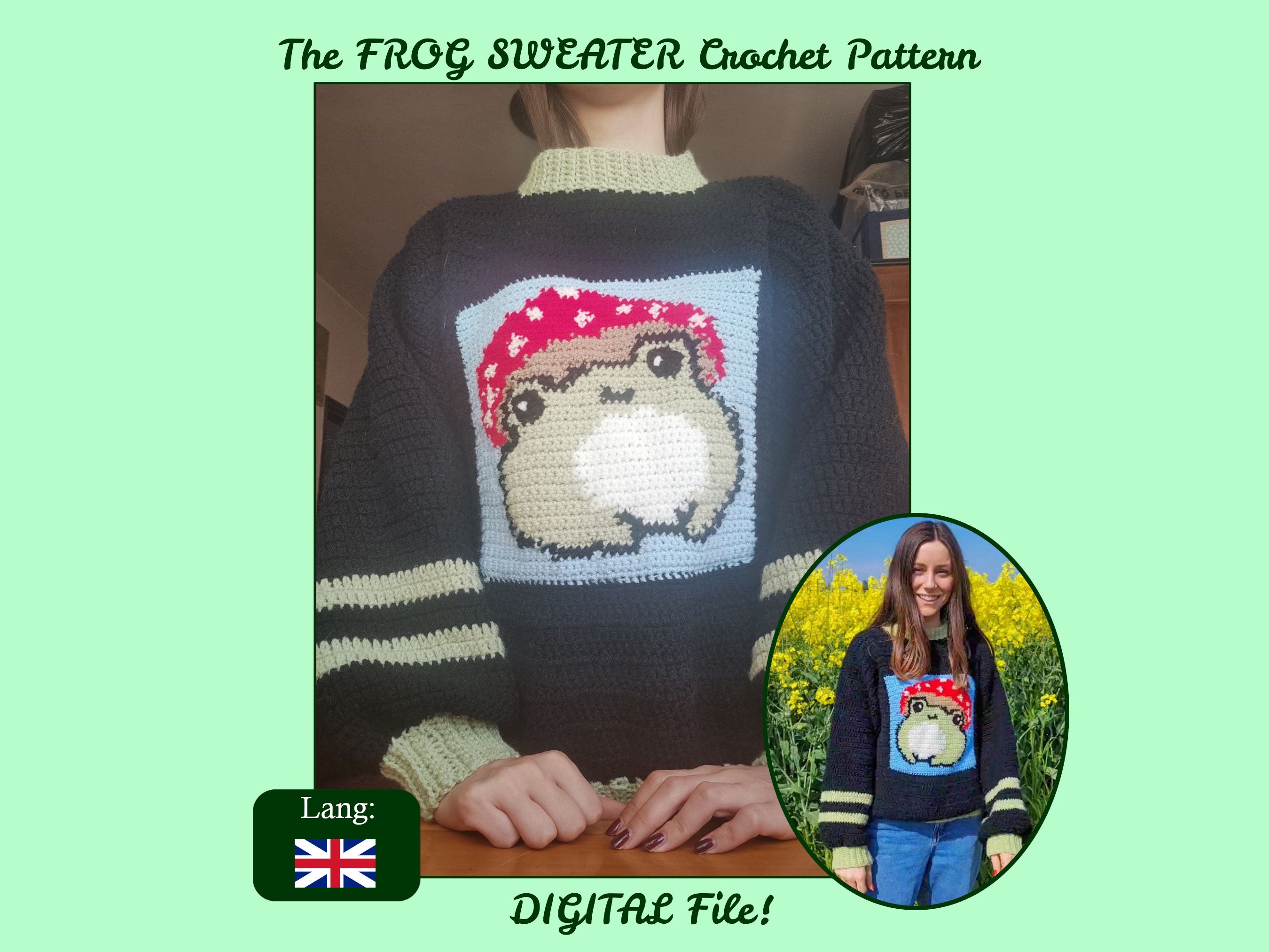The FROG SWEATER Crochet Pattern Pdf Cute Comfy Sweater With Puff ...