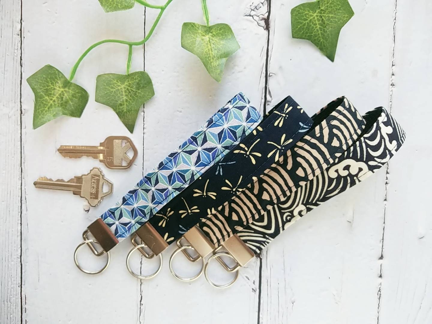 Japanese Kimono Pattern Fabric and Webbing Keychain Wristlet - Etsy