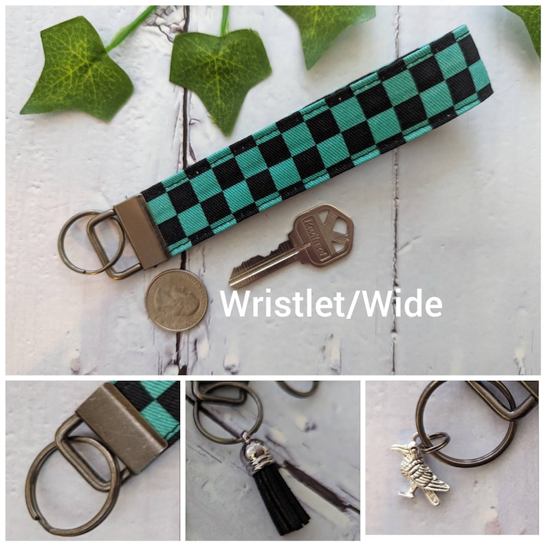 Key Fob Green&black Ichimatsu Japanese Kimono Pattern Fabric - Etsy