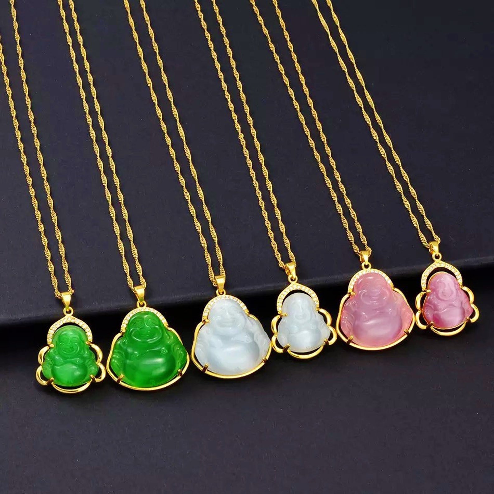 Small Jade Buddha Necklace 18k Gold Plated Buddha Necklace - Etsy