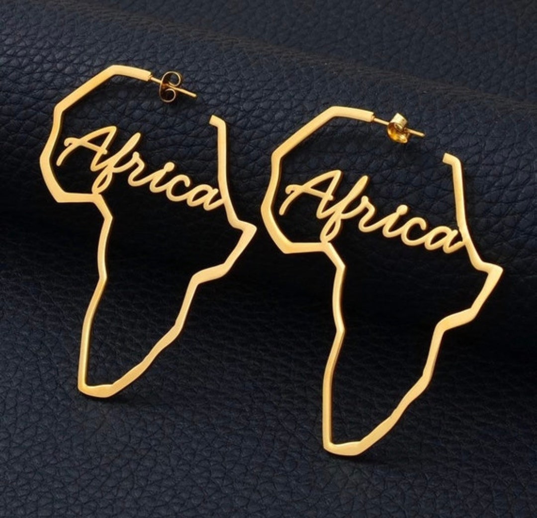 Africa Hoop Earring , Africa Map Hoop Earrings, African Earring Hoops ...