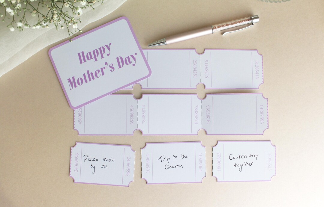 Coupons for Mother's Day, Arcade Style Tickets, Gift From Kids, New Mum ...