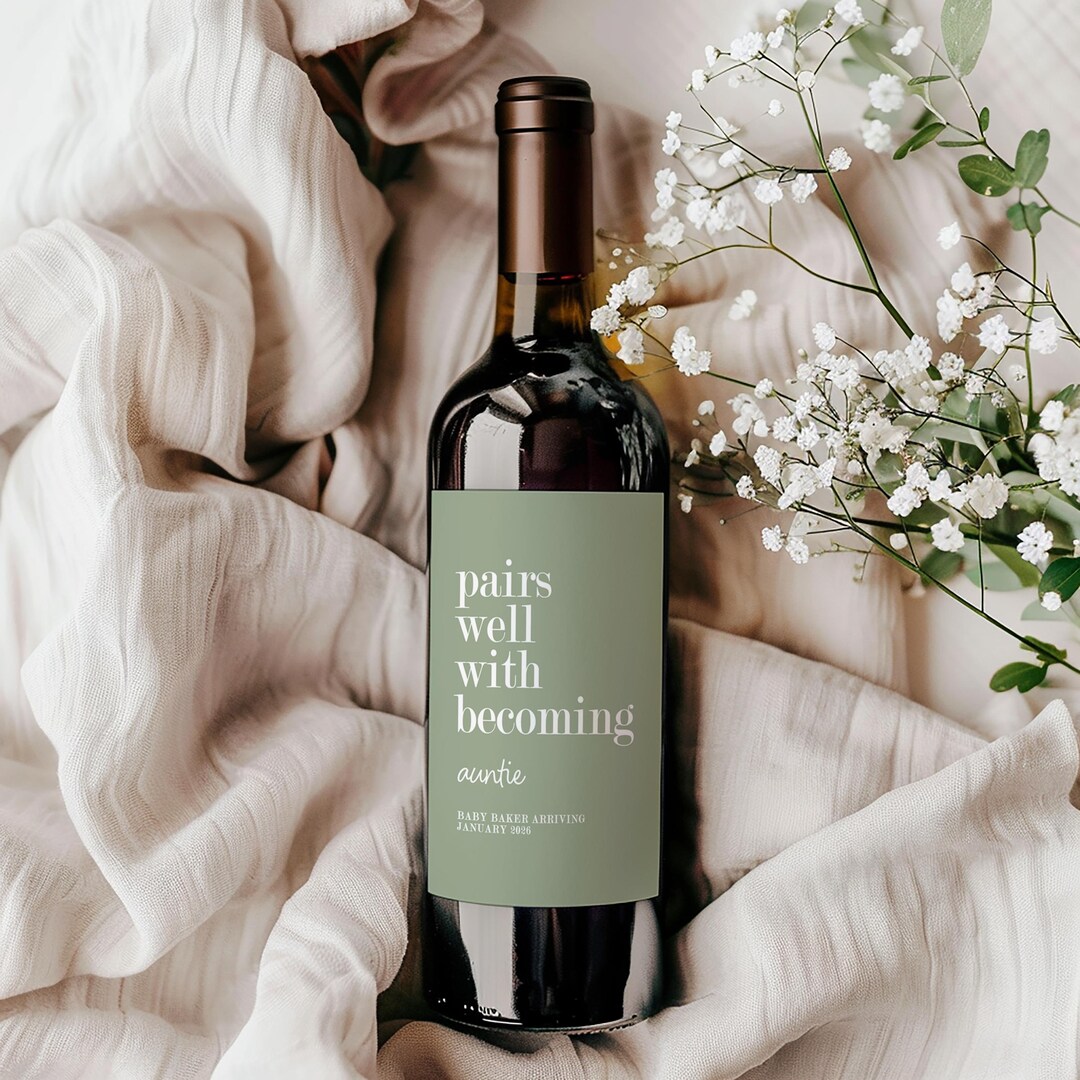 Pregnancy Announcement Wine Bottle Label; Becoming Grandparents, Auntie ...