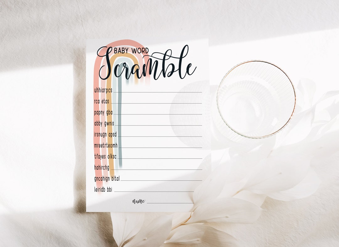 Pastel Rainbow Baby Shower Word Scramble Game (A6) - Etsy UK