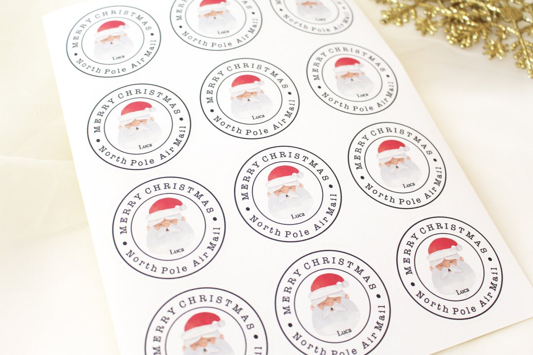 Father Christmas Gift Sticker, Gift Tag From Santa, Personalised ...