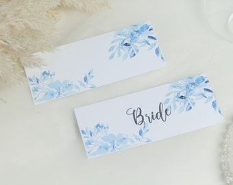 Navy Blue Place Card, Blank Guest Name Card, Wedding DIY Place Setting ...