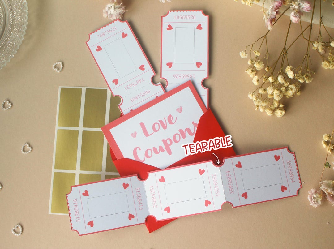 Loves Coupons for Valentine's Day, Blank Vouchers, Scratch-off, Arcade ...