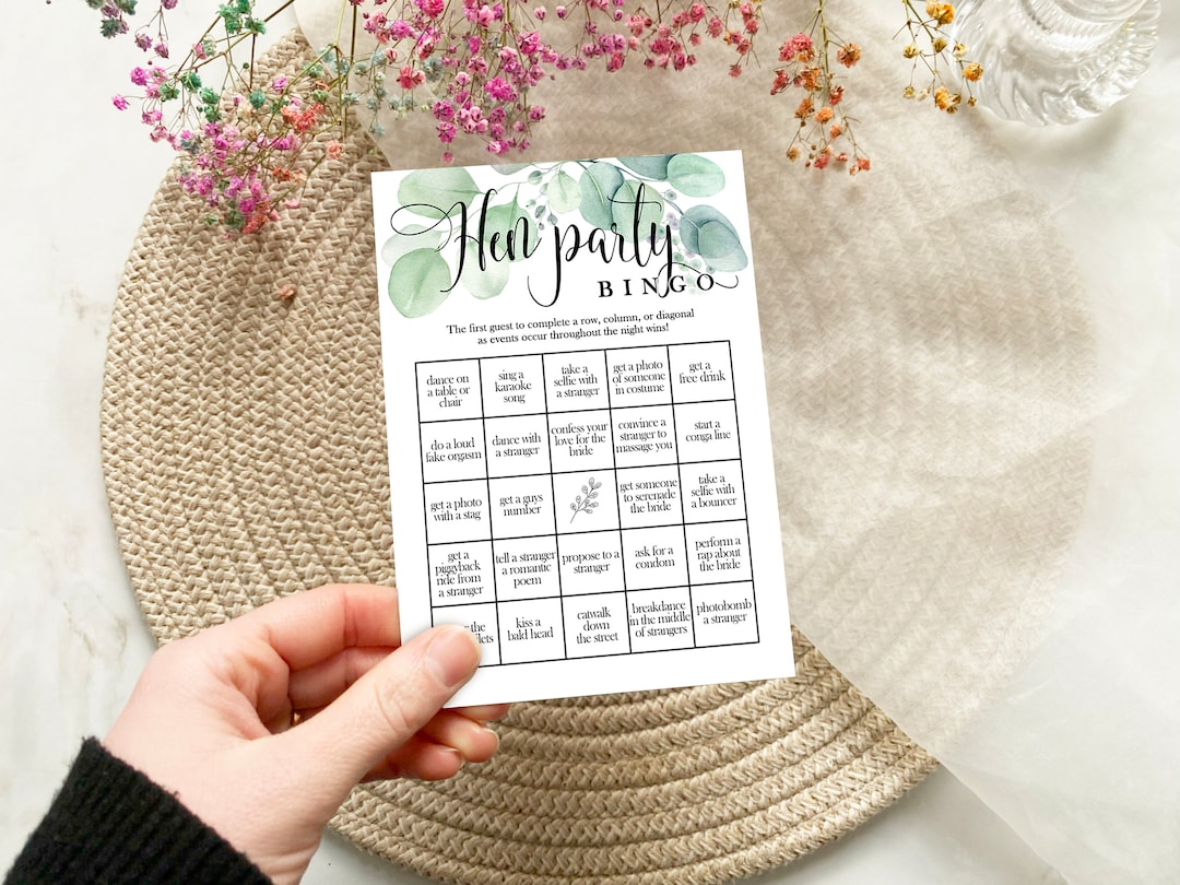 Hen Party Bingo, Hen Do Games, Eucalyptus Greenery, Bride to Be, Bridal ...