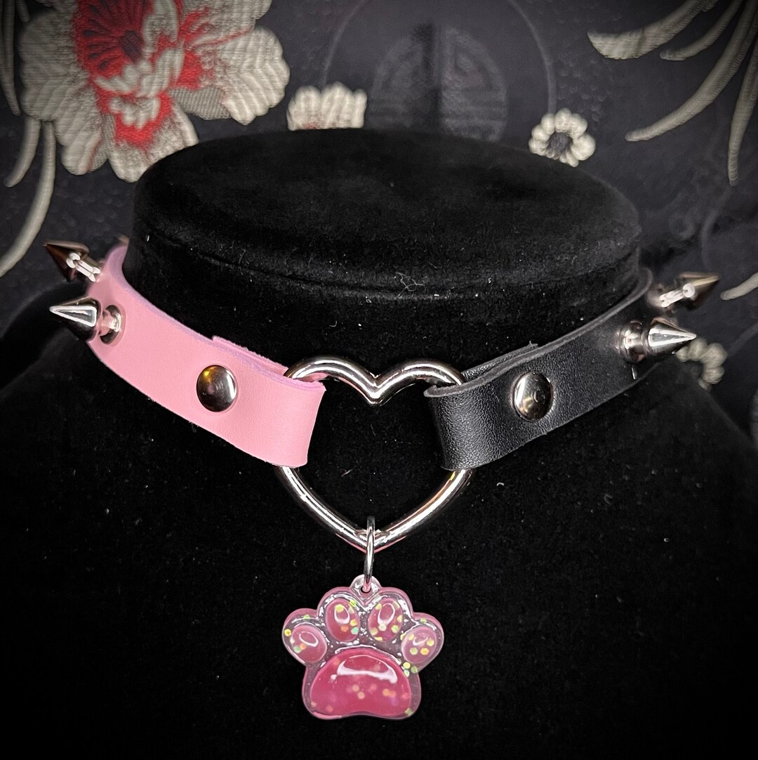 Black & Pink Locking Kitty Collar - Etsy