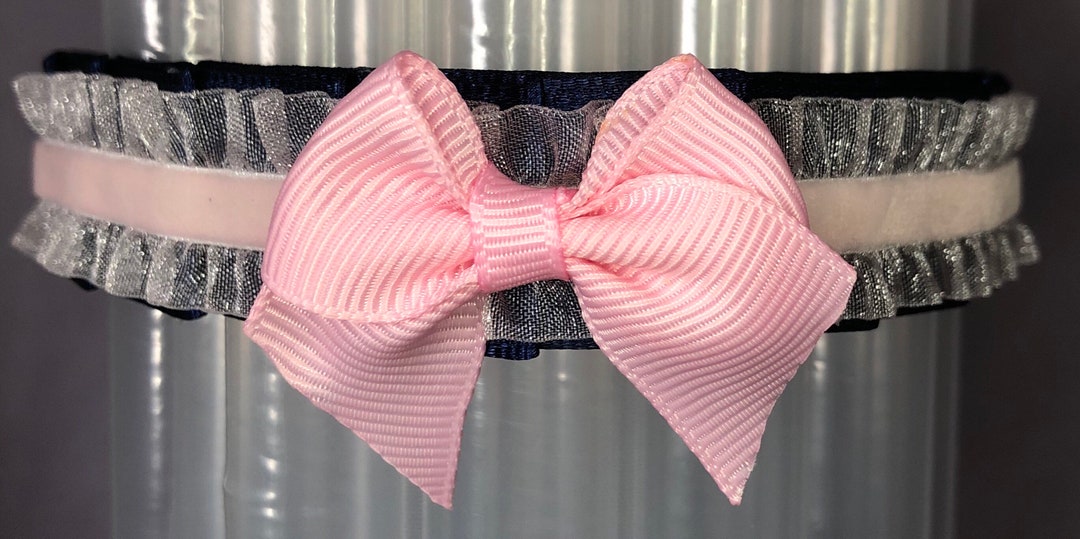 Navy/Pink Ruffle Ribbon Collar - Etsy.de