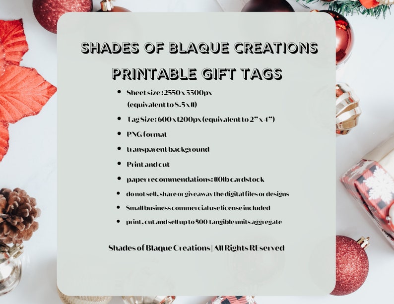 Digital Download and Printable Gift Tags | Great All Year Around ...