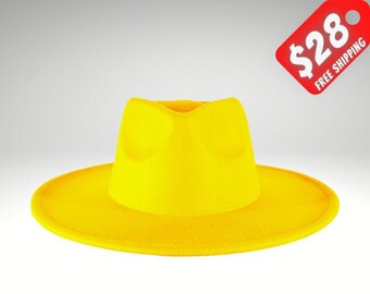 Mens Yellow Fedora Hat - Etsy