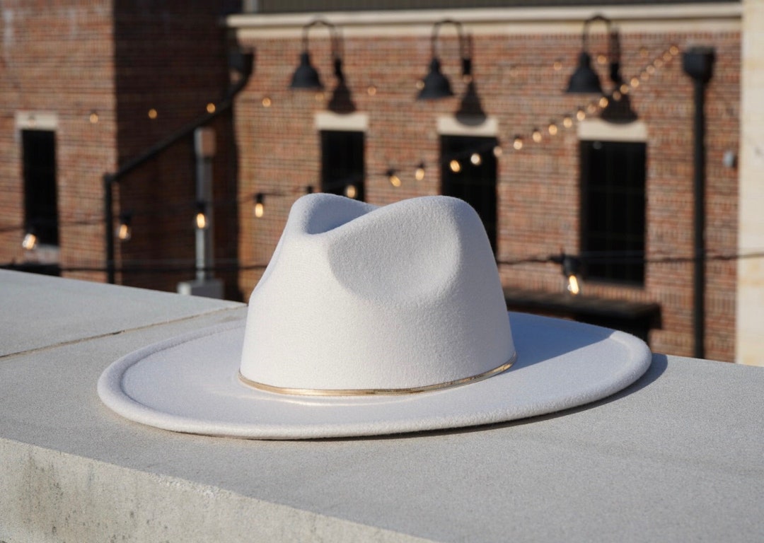 Off White Color Fedora, Womens Fedora, Mens Fedora, Handmade, Chain ...