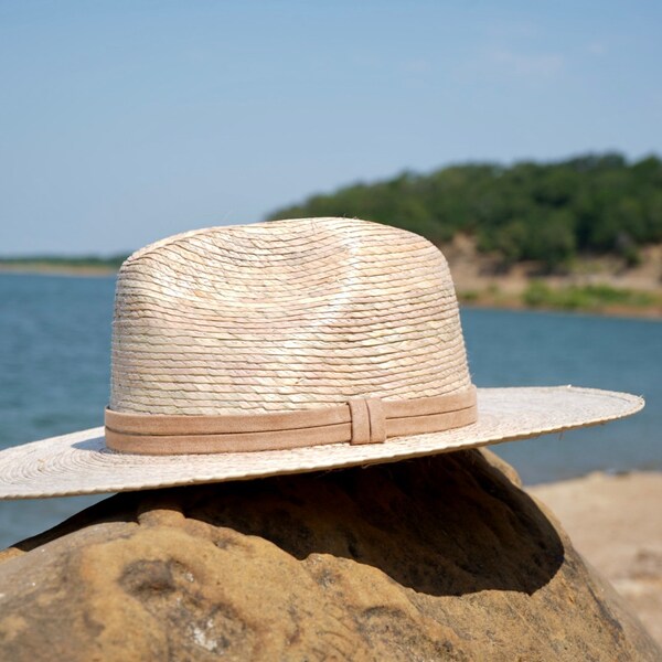 Flat Brim Straw Hat - Etsy